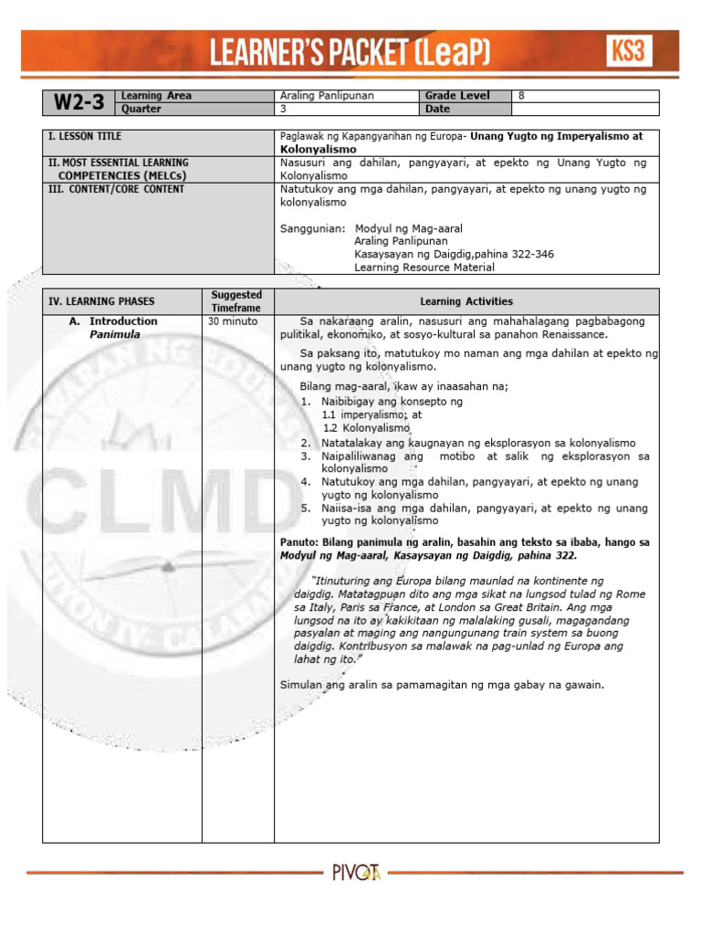 Ap 8 Week 3 Q3 | PDF