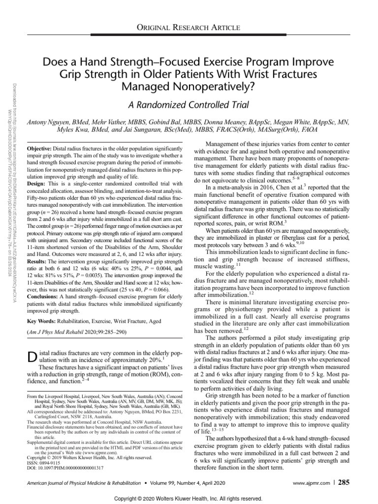 Does A Hand Strength Focused Exercise Program.4 | PDF | Thumb | Finger