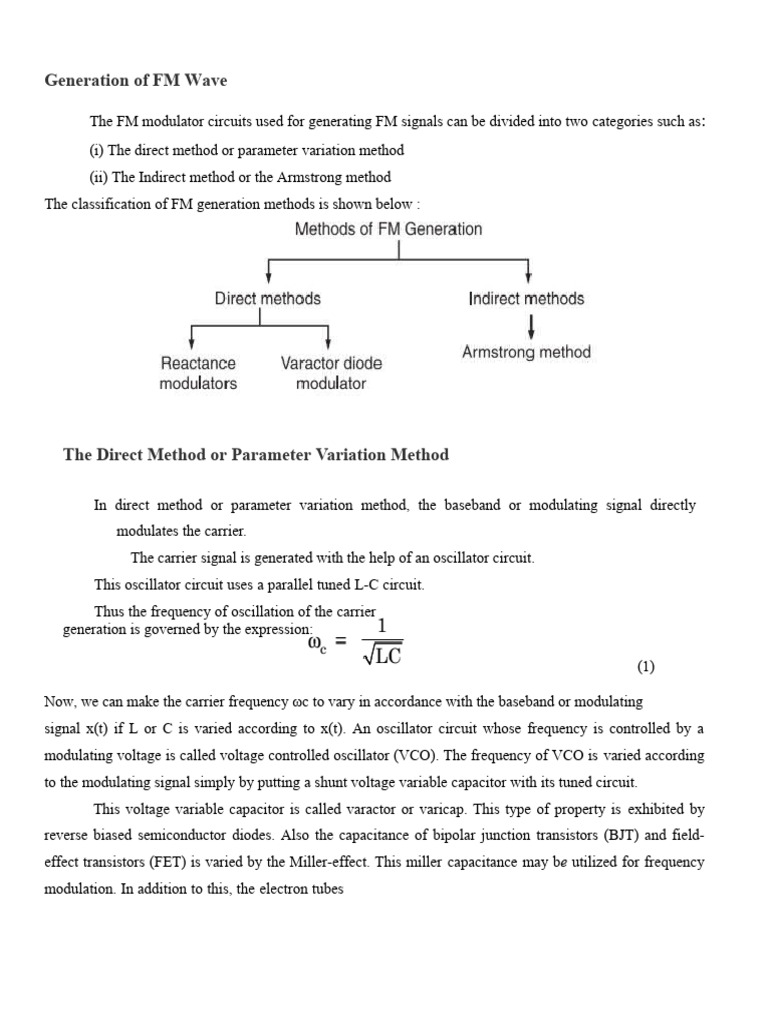 Direct And Indirect Method Fm Generation Pdf Electronic Oscillator Frequency Modulation