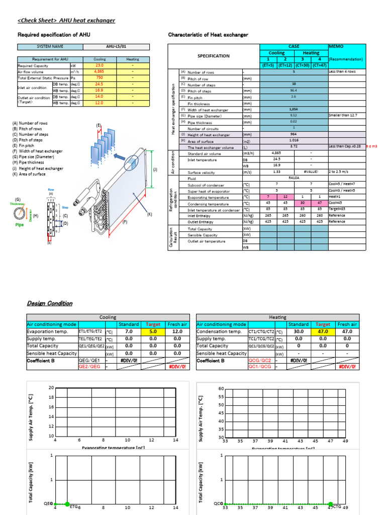 AHU Heat Exchanger Specifications | PDF | Heat Exchanger | Air Conditioning