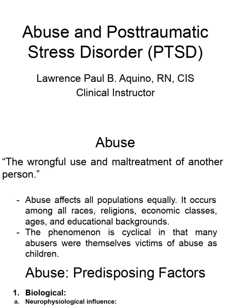 Abuse and Posttraumatic Stress Disorder (PTSD) | PDF | Dissociation ...