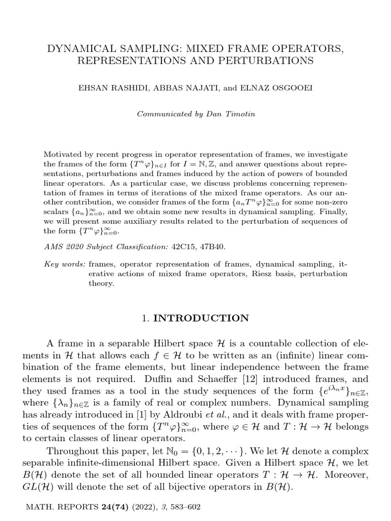 Journal of Mathematical Reports | PDF | Hilbert Space | Basis (Linear ...