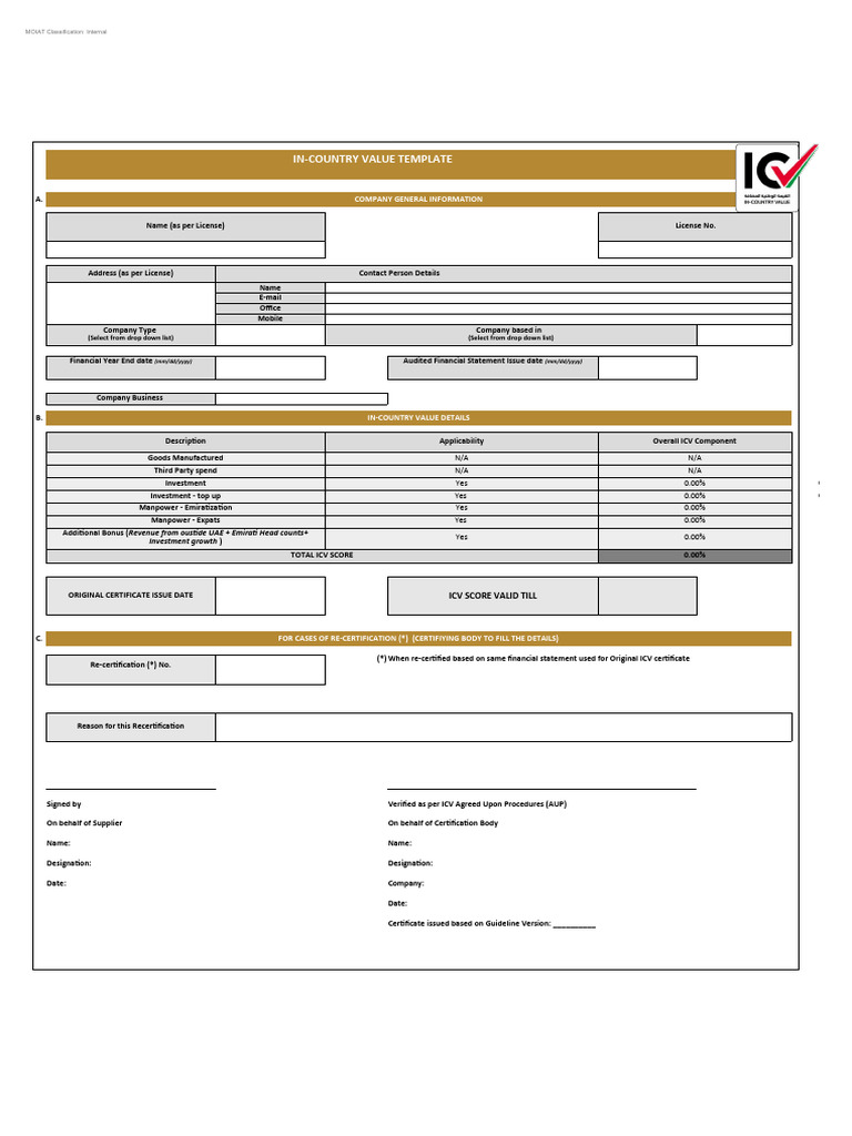 Icv Excel Sheet-Moiat | PDF | United Arab Emirates | Economies