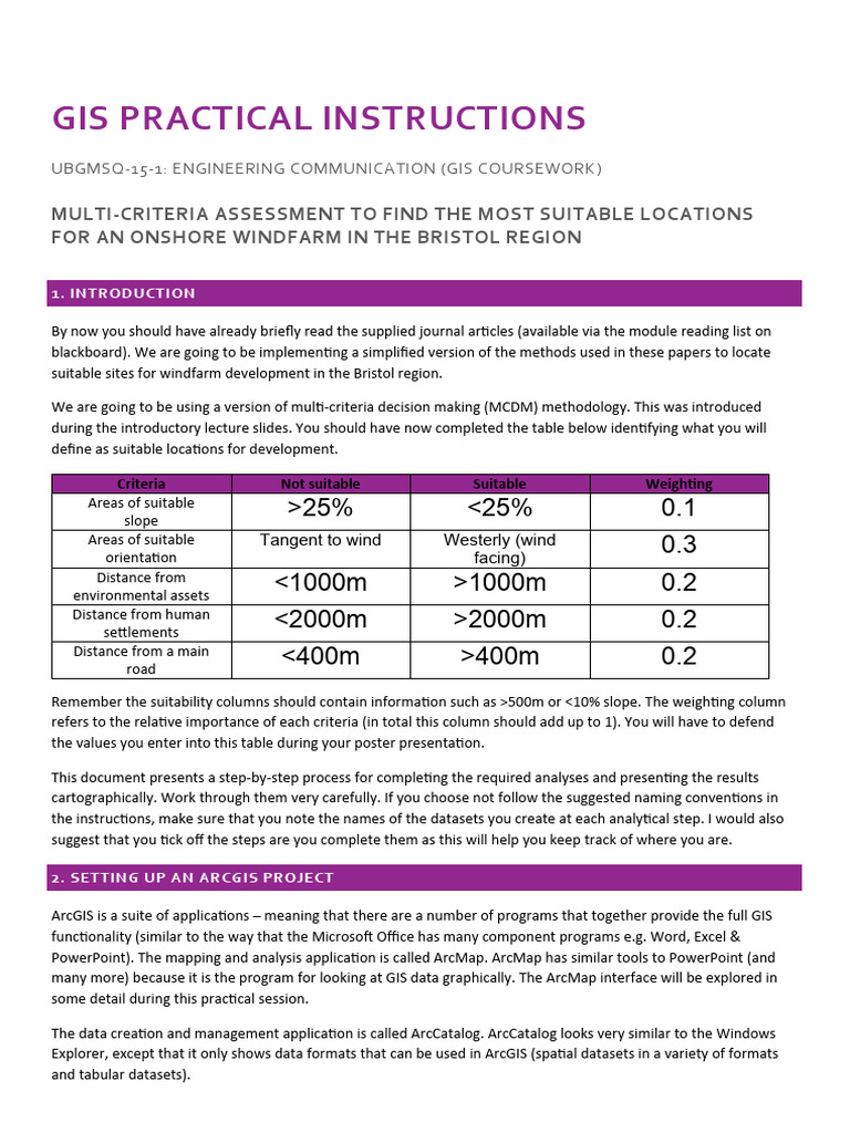 UWE Civil and Environmental Engineering Windfarm Prac Instructions (EngComm) | PDF | Geographic ...