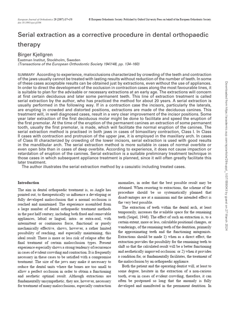 Serial Extraction | PDF | Tooth | Orthodontics