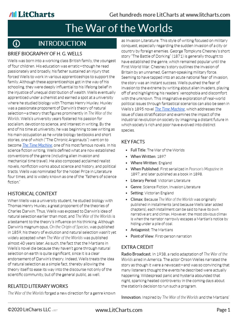 The War of The Worlds LitChart | PDF | The War Of The Worlds