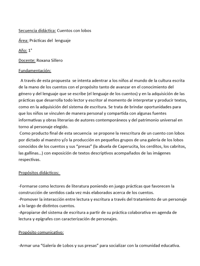 Cuentos Con Lobos Secuencia | Descargar gratis PDF | Cuentos | Escritores