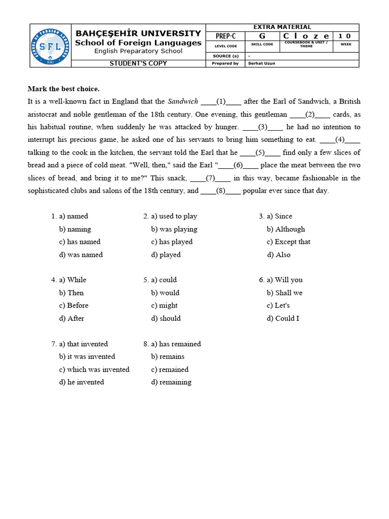 Cloze Test 2 SC | Download Free PDF | Heart | Clinical Medicine