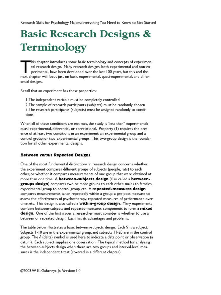 Basic Research Designs & Terminology | PDF | Experiment | Scientific Method