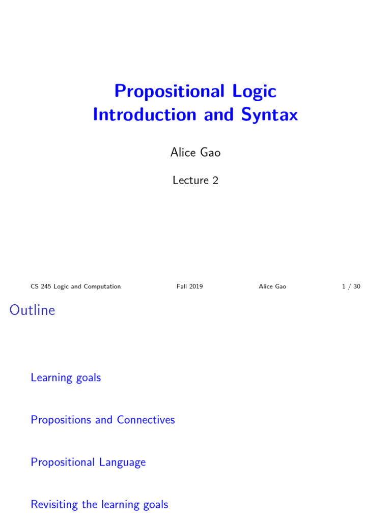 Lec02 Prop Syntax Nosol | PDF | If And Only If | Logic