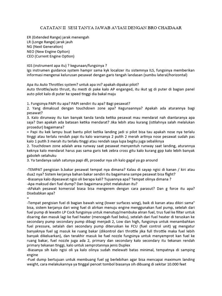 Tanya Jawab Aviasi untuk Pemula | PDF