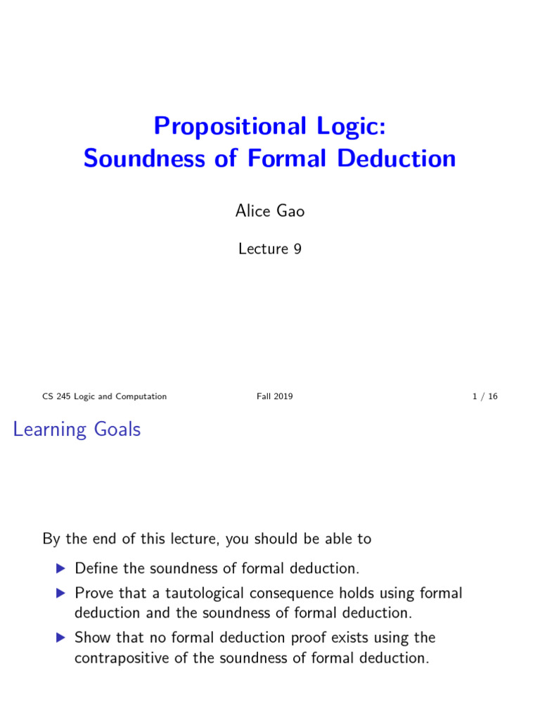Soundness in Formal Deduction Explained | PDF | Deductive Reasoning | Logic