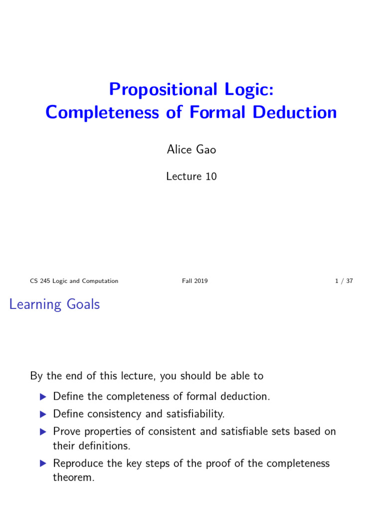 Lec10 Prop Completeness Sol | PDF | Theorem | Mathematical Logic