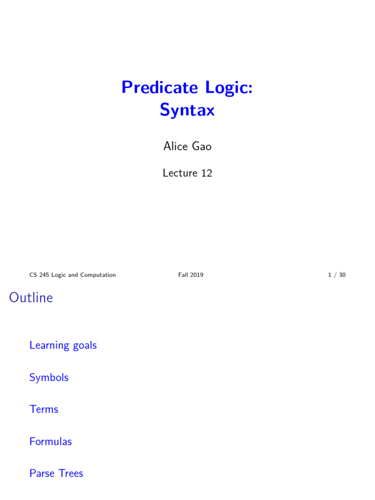 Lec12 Pred Syntax Sol | PDF | Function (Mathematics) | Formalism ...