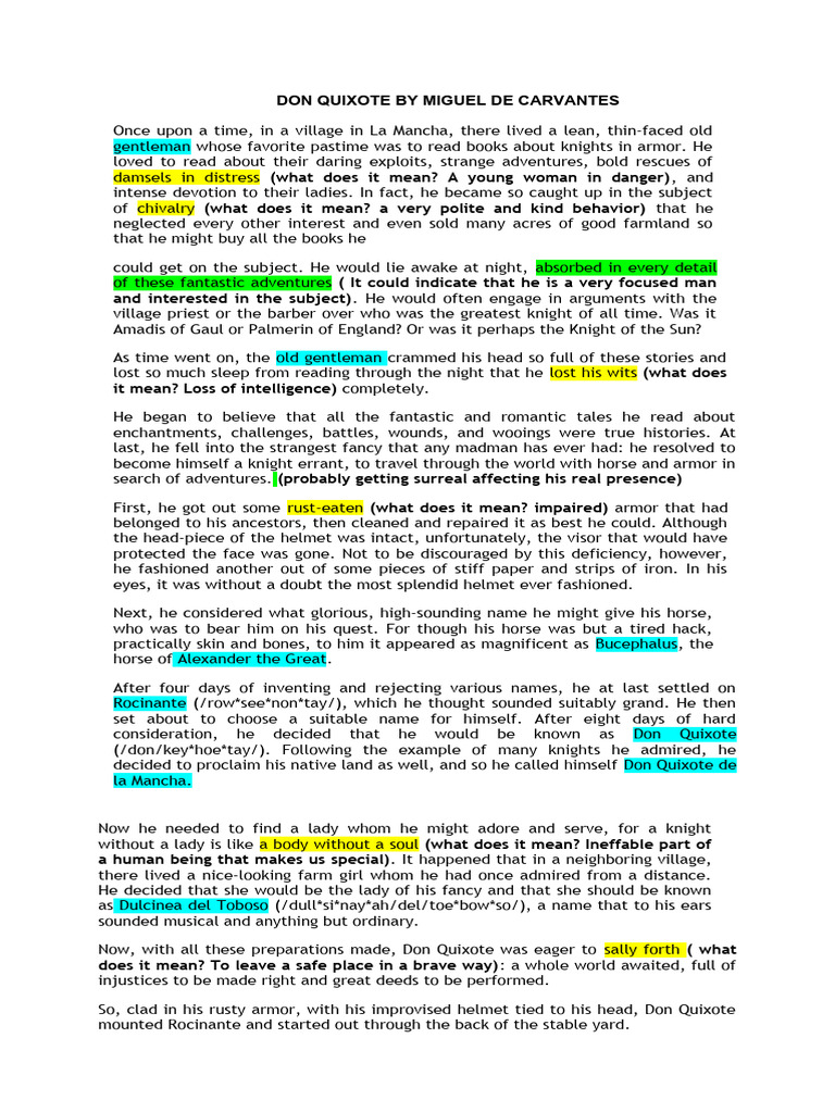 Don Quixote by Miguel de Carvantes | PDF | Don Quixote