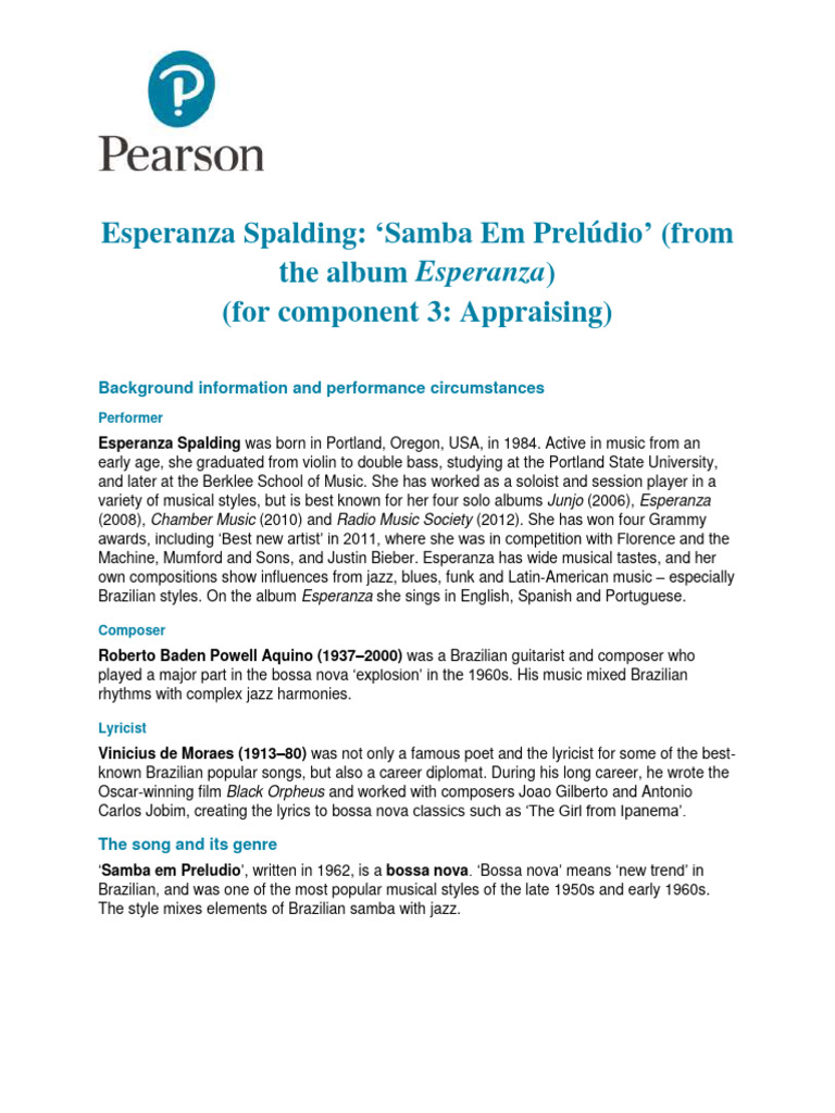 Analysis of "Samba Em Prelúdio" | PDF | Chord (Music) | Song Structure