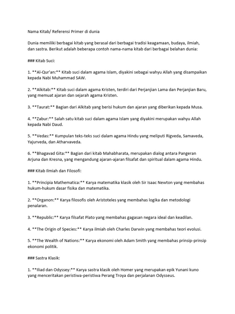 Nama-nama Kitab di Dunia | PDF