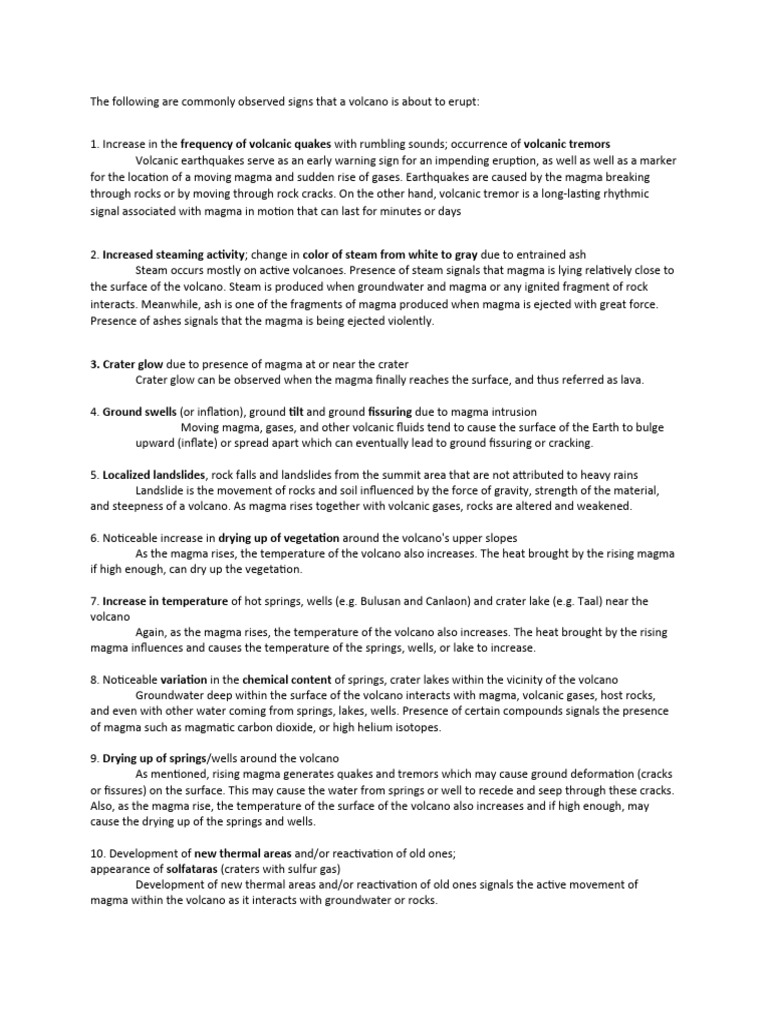 Notes On Volcanic Eruption | PDF | Volcano | Types Of Volcanic Eruptions