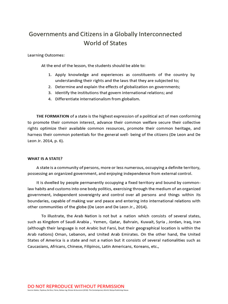 Understanding State Formation and Governance | PDF | International Law ...