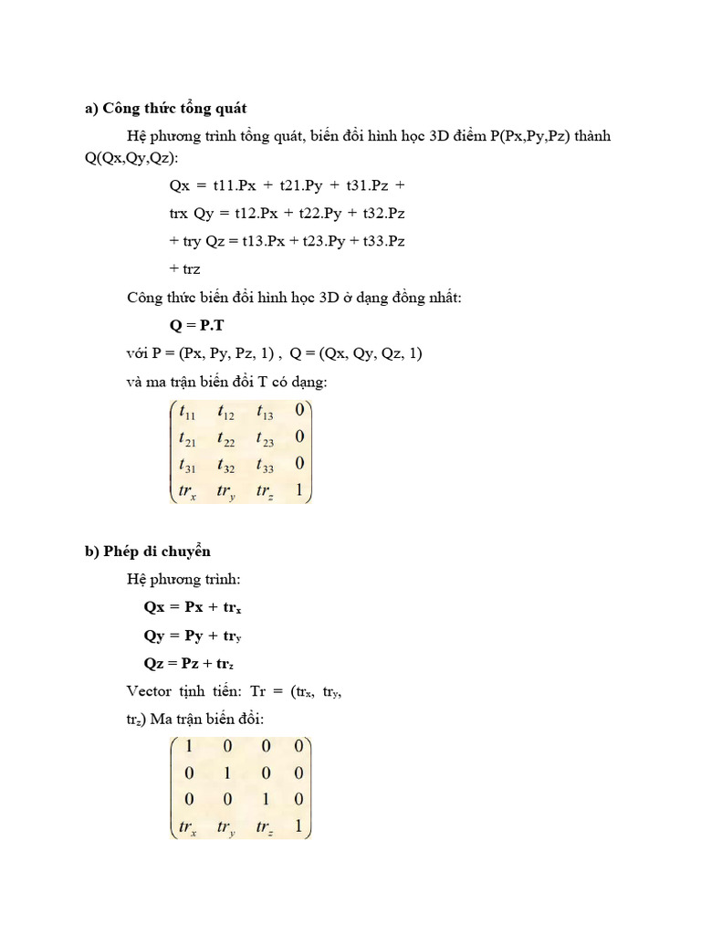 Các phép biến đổi 3D | PDF