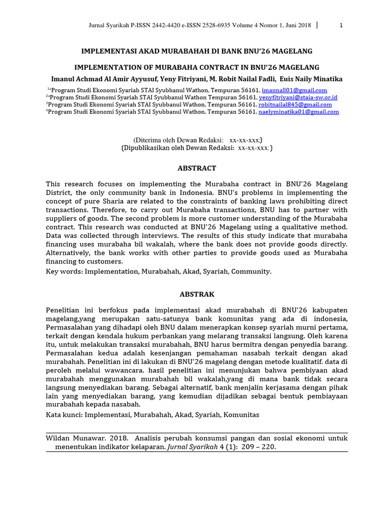 Jurnal Implementasi Akad Murabahah | PDF