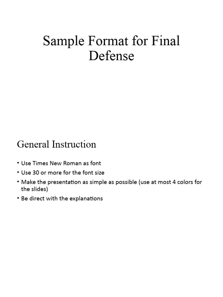 Sample Format For Final Defense | PDF