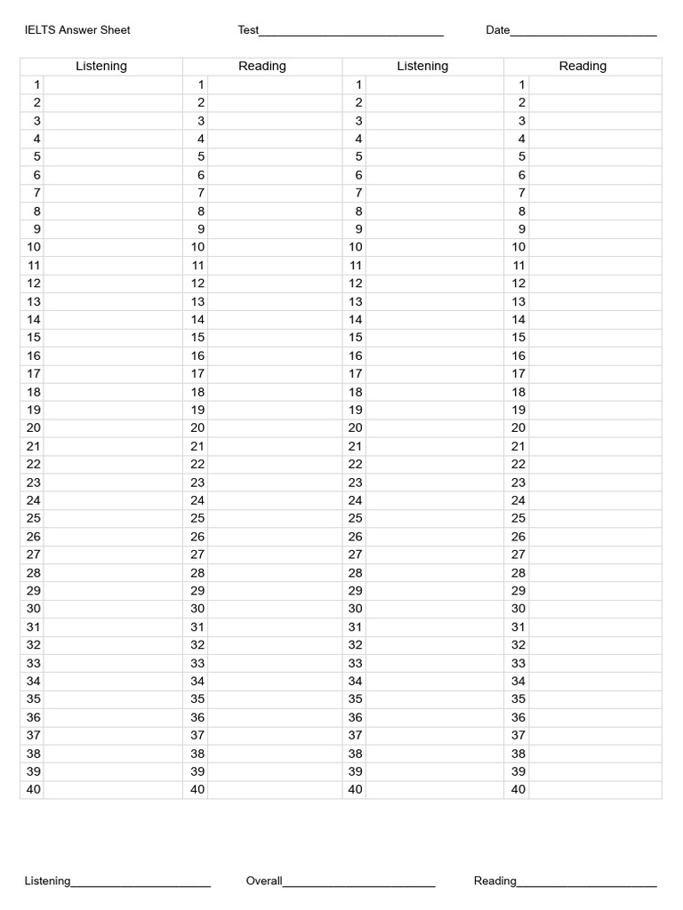 IELTS Answer Sheet | PDF