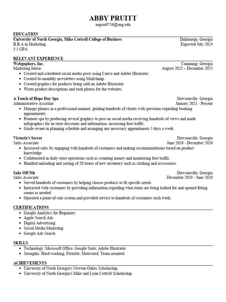 Resume - Abby Pruitt | PDF | Sales | Social Media