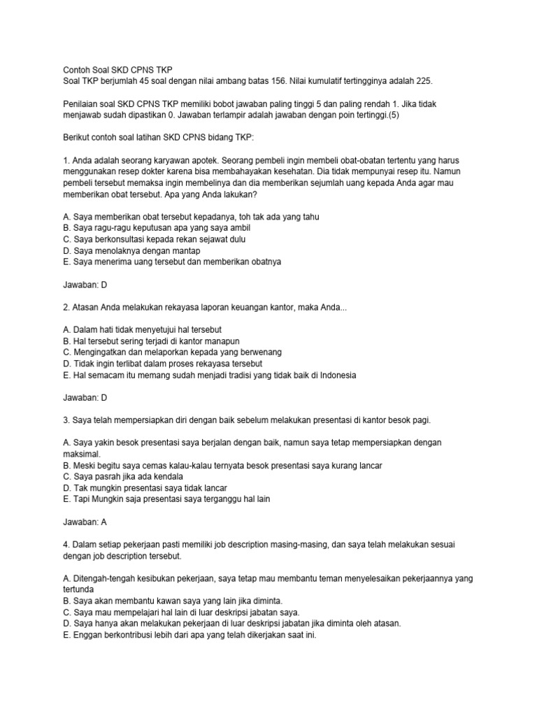 Contoh Soal SKD CPNS TKP | PDF