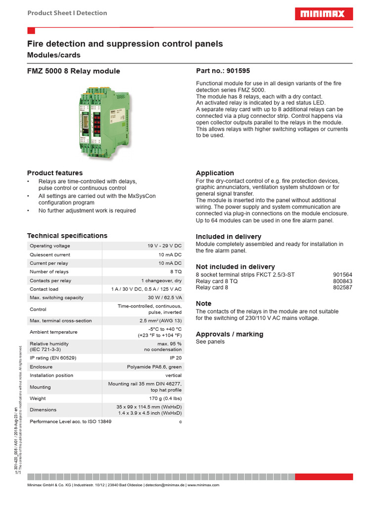 Minimax Data Sheet Of Fmz 5000 8 Relay Module Pdf Relay Electrical Connector