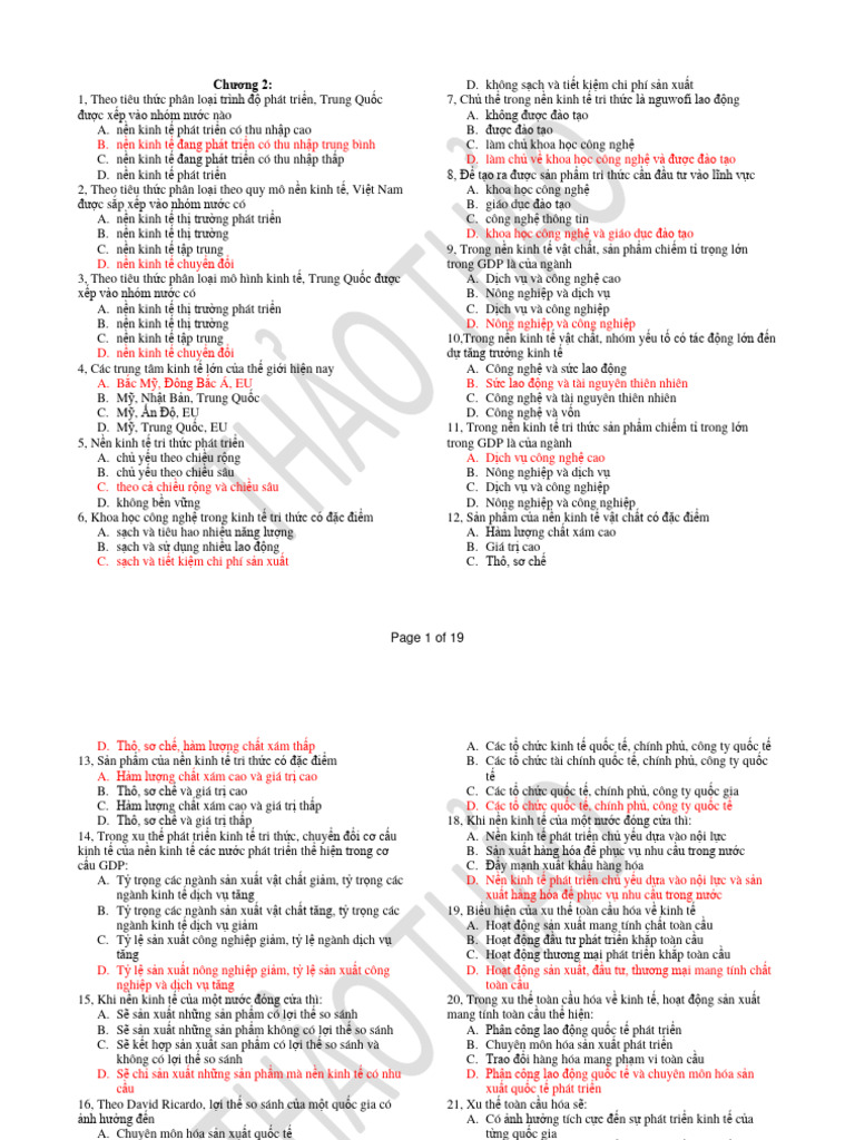 KTQT TNM Đáp Án | PDF