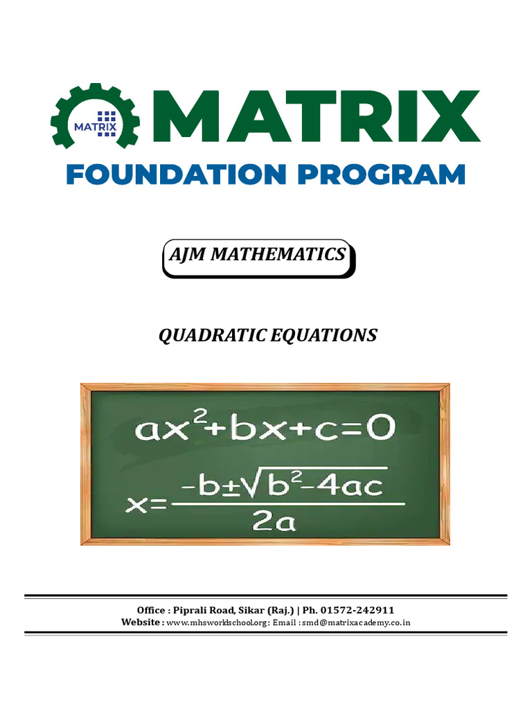 Amj Mathematics 1 | PDF | Quadratic Equation | Zero Of A Function