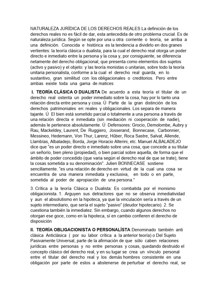 NATURALEZA JURÍDICA DE LOS DERECHOS REALES La Definición de Los ...