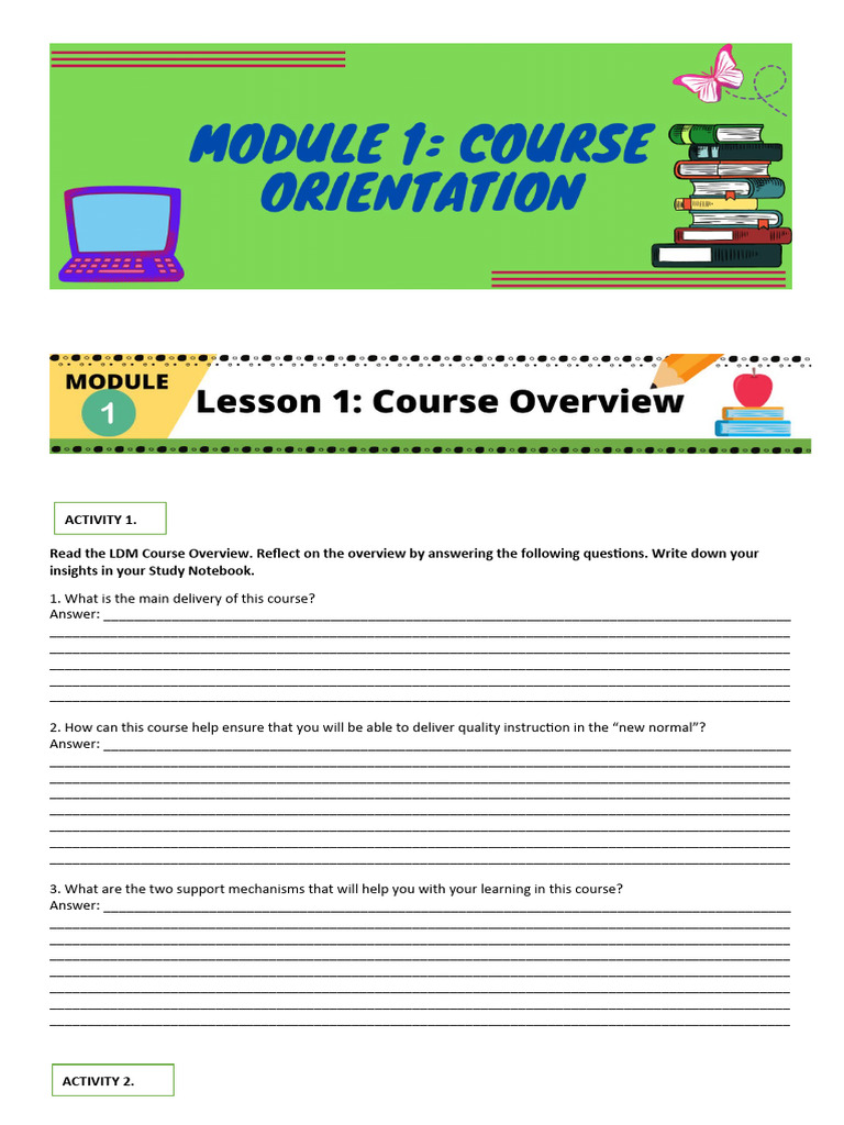 LDM Module 1 Activities | PDF | Teachers | Learning