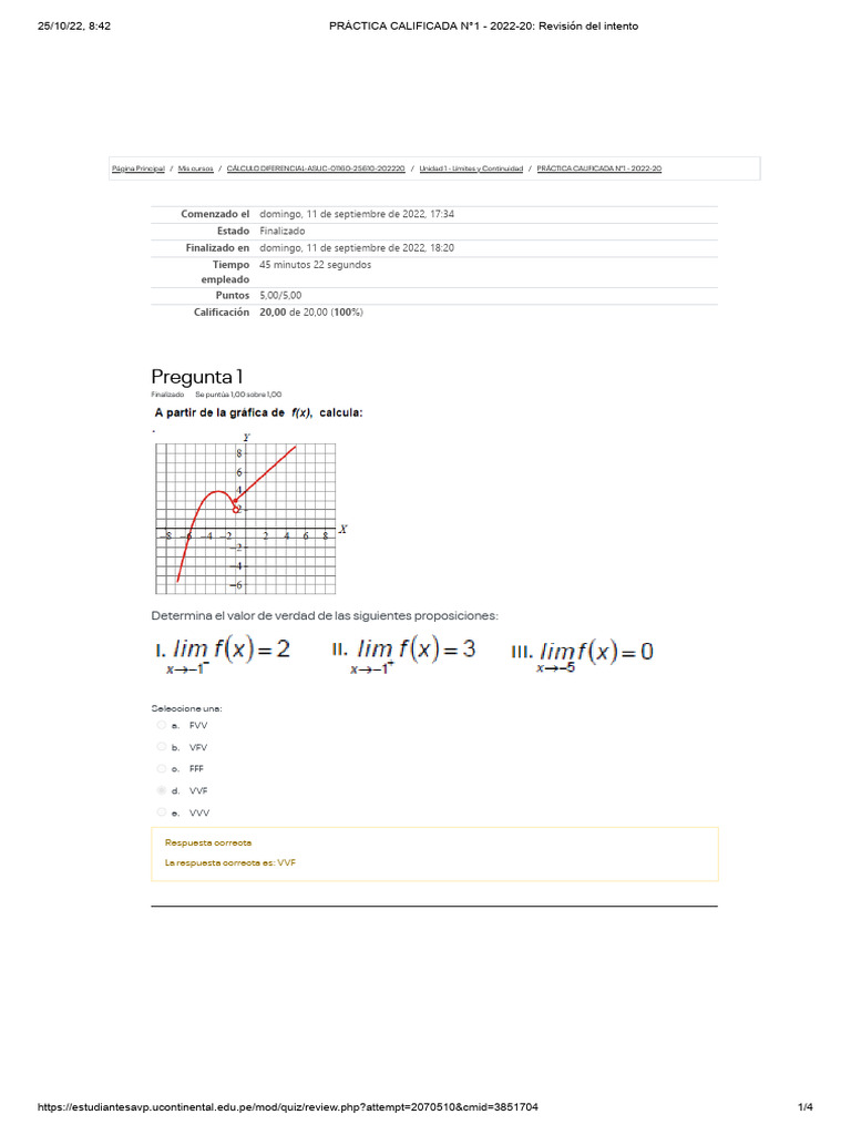 PRÁCTICA CALIFICADA N°1 - 2022-20 - Revisión Del Intento | PDF