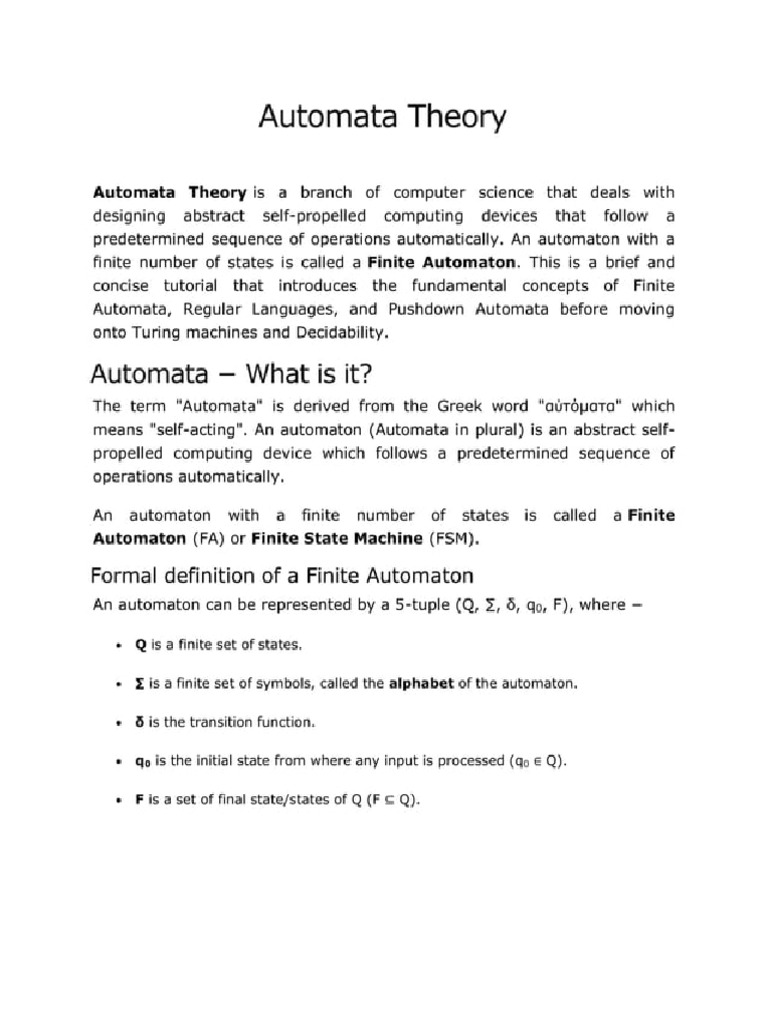 Automata & Complexity Theory | PDF
