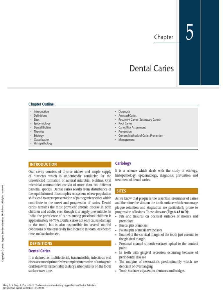 Textbook of Operative Dentistry - (Chapter-05 Dental Caries) | PDF ...