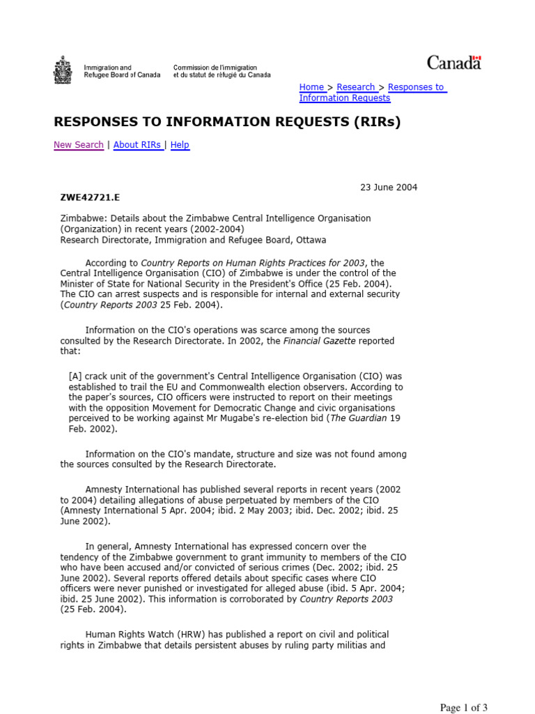 Zimbabwe's Central Intelligence Organisation | PDF | Zimbabwe | Justice