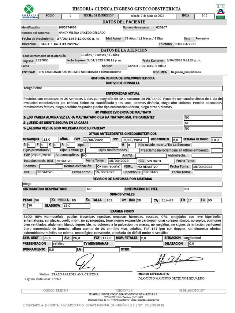 Nancy Milena Caicedo Delgado 1085274659 Hce | PDF | Epidemiología | Salud pública