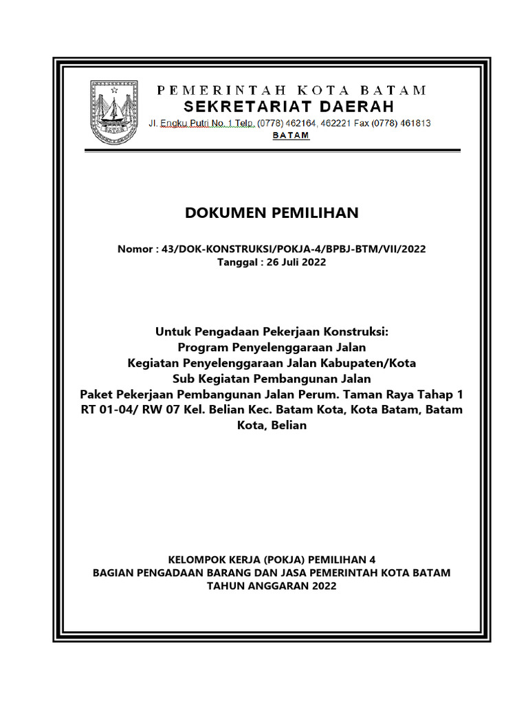 Dok Jalan Perum. Taman Raya Tahap 1 | PDF