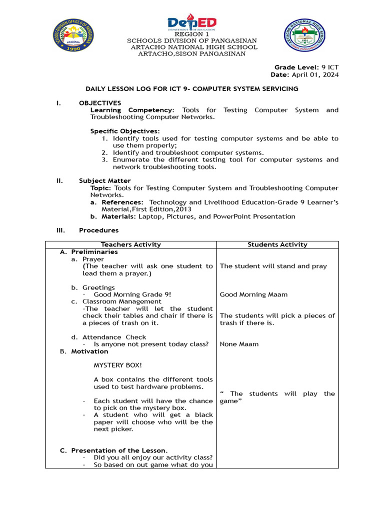 Ict 4THQ Lesson1 | PDF | Educational Technology | Troubleshooting