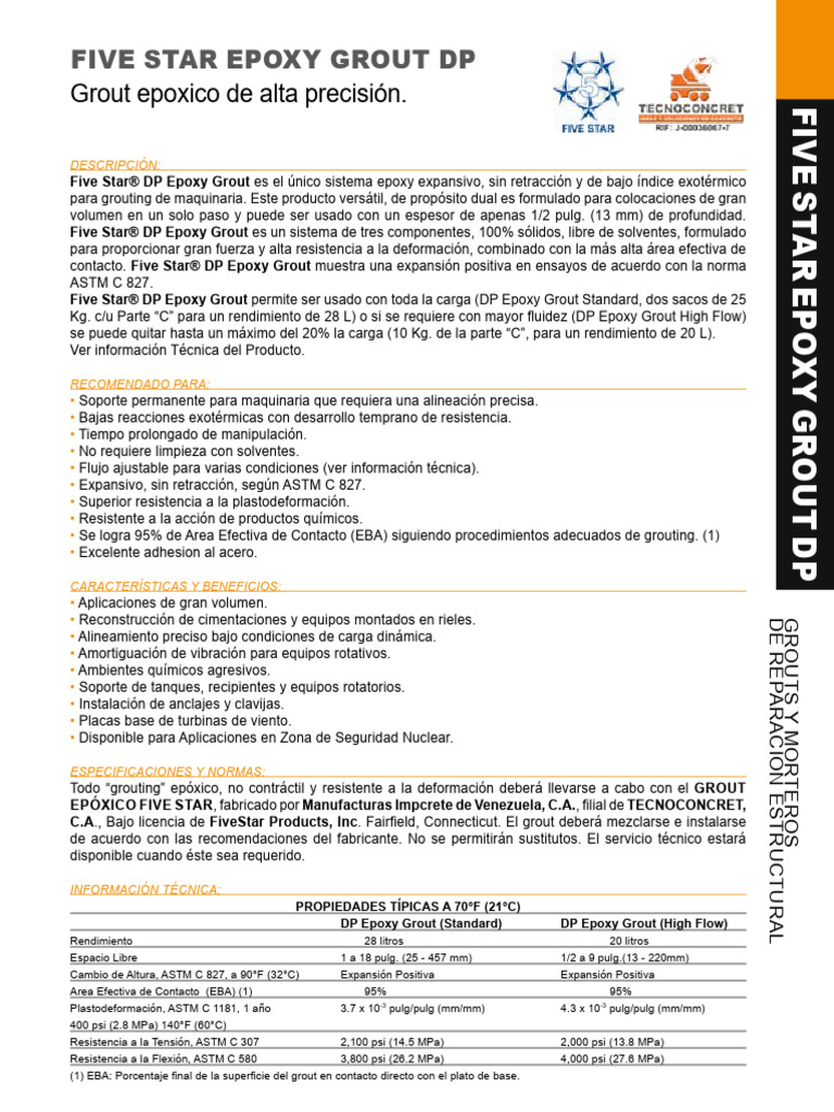 Five Star Epoxy Grout DP | PDF | Hormigón | Materiales de construcción