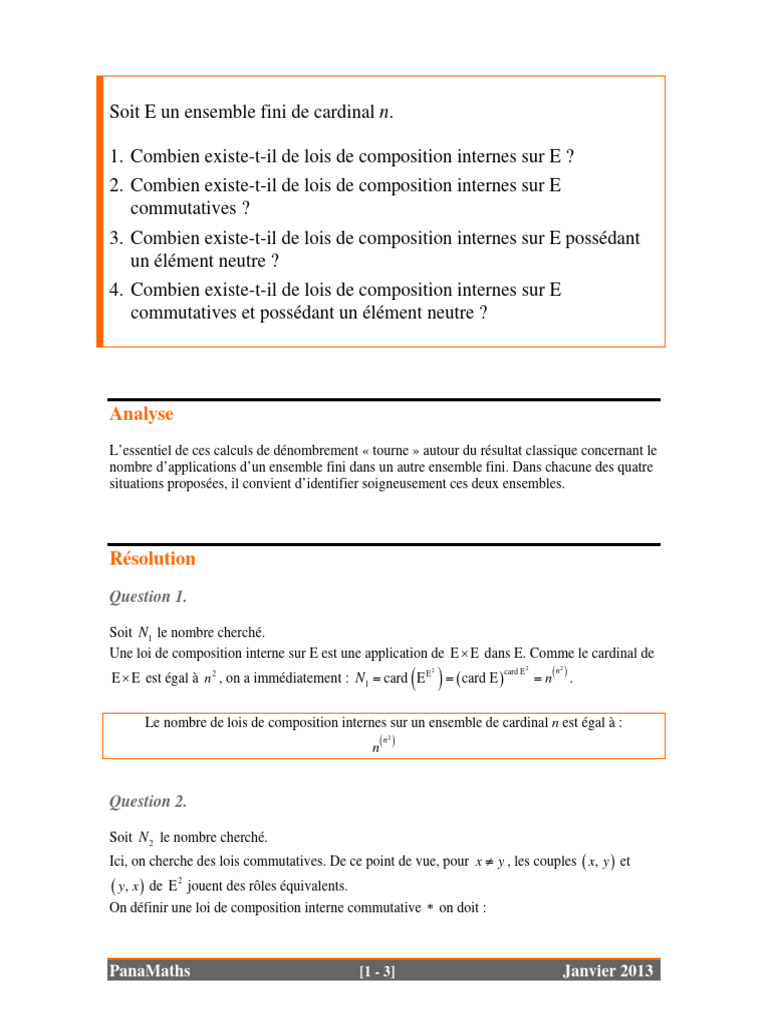 Exercice sur le dénombrement des lois | PDF | Concepts mathématiques ...