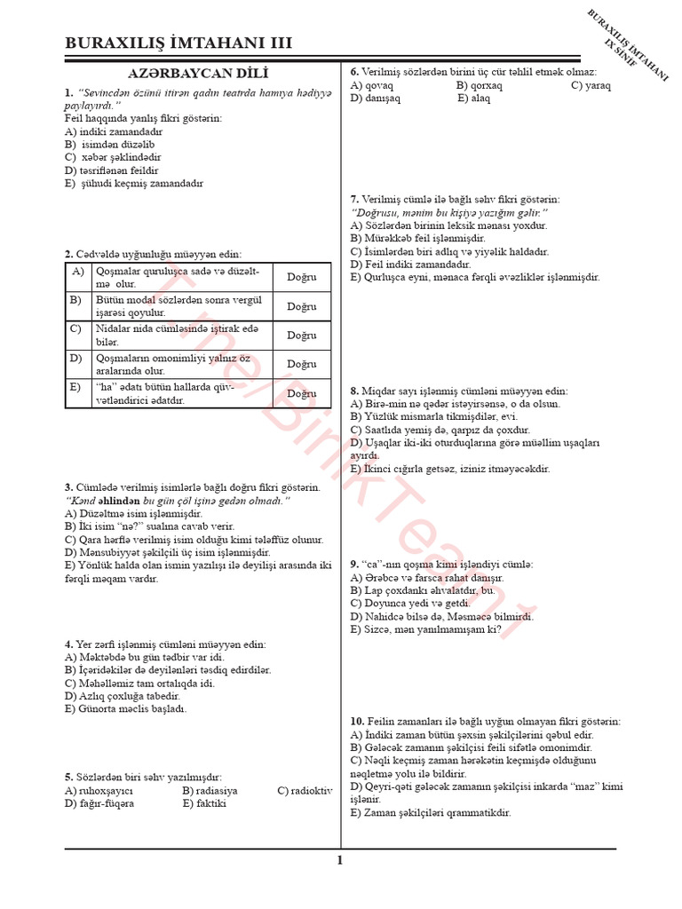 IX Sinif Buraxılış | PDF