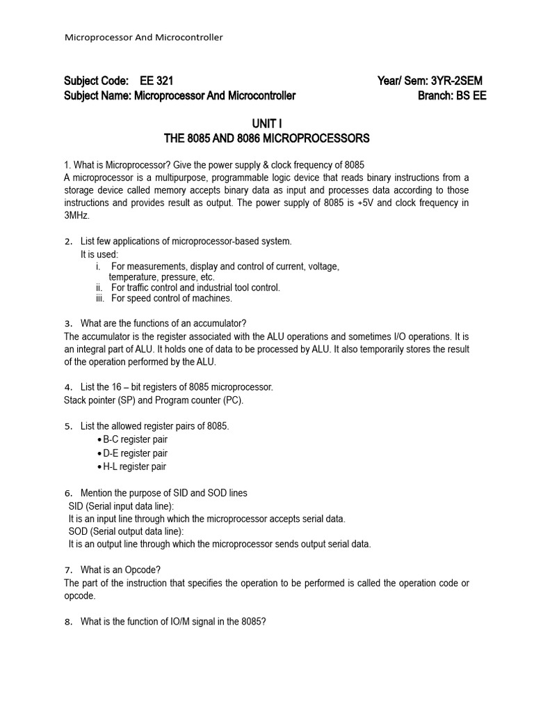 Micro Question and Explaination Module | Download Free PDF | Central Processing Unit | Input/Output
