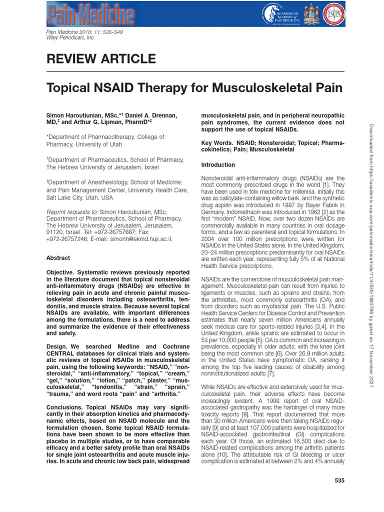 Topical Nsaid | PDF | Nonsteroidal Anti Inflammatory Drug | Topical Medication