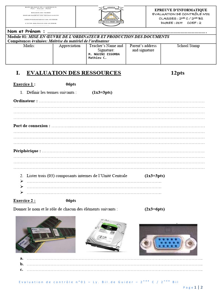 2nde - A4 - Eva1 - Lycéé Bilingue de Guider | PDF