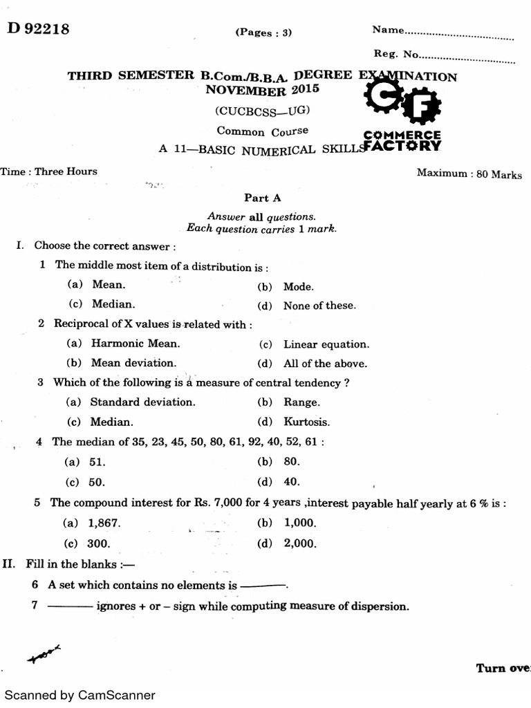 Basic Numerical Skills Nov 2015 | PDF