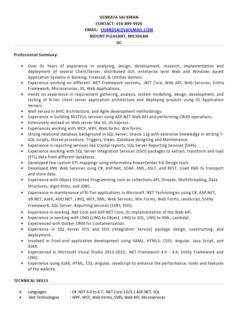 Venkata Sai Kiran SR .Net Developer | PDF | Language Integrated Query | Ajax (Programming)