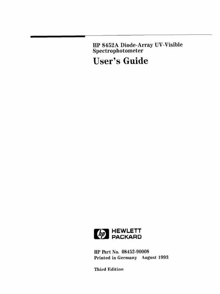HP 8452A User Guide | Download Free PDF | Ultraviolet–Visible Spectroscopy | Spectrophotometry